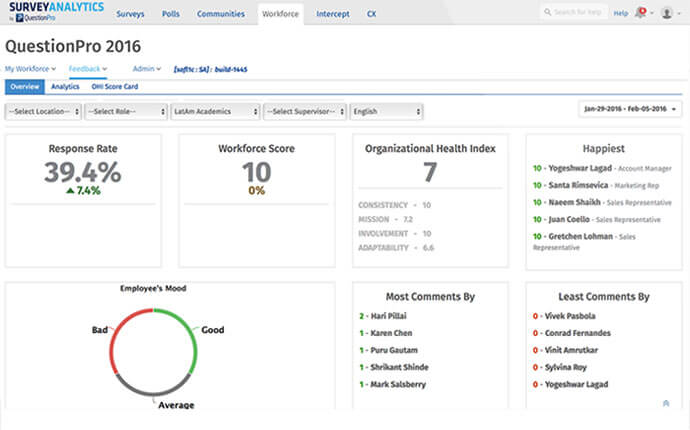 QuestionPro Workforce | Software for Employee Engagement Survey & Employee Analytics Tool
