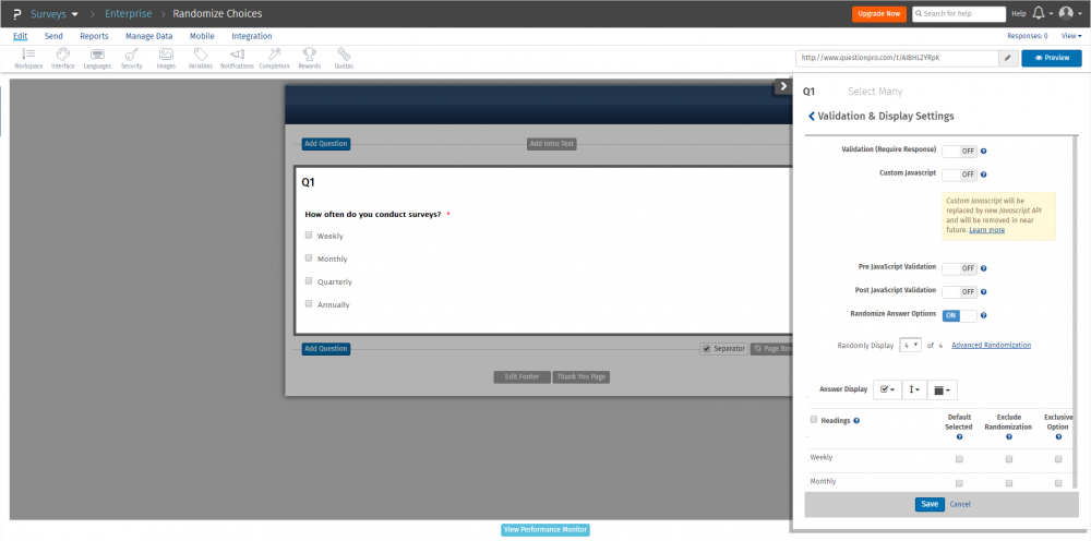 Updated Feature: Advanced Randomization | QuestionPro