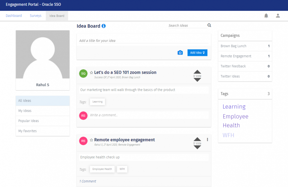 An engagement portal for your employee surveys and ideas | QuestionPro