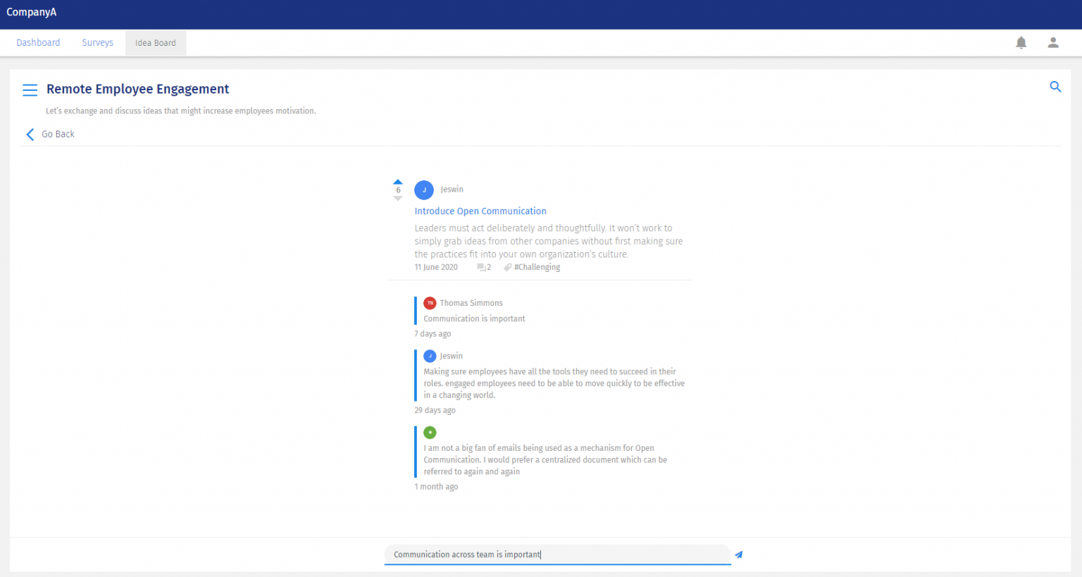 An interactive Idea board for your organization’s employee ideas ...