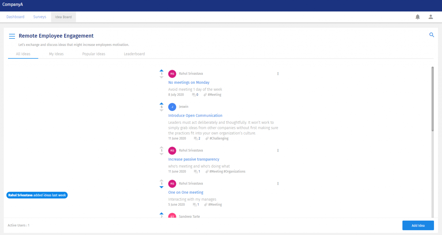An interactive Idea board for your organization’s employee ideas ...