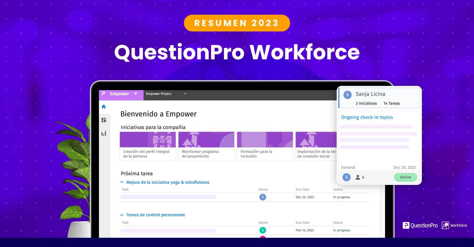 Resumen del año 2023 de QuestionPro Workforce