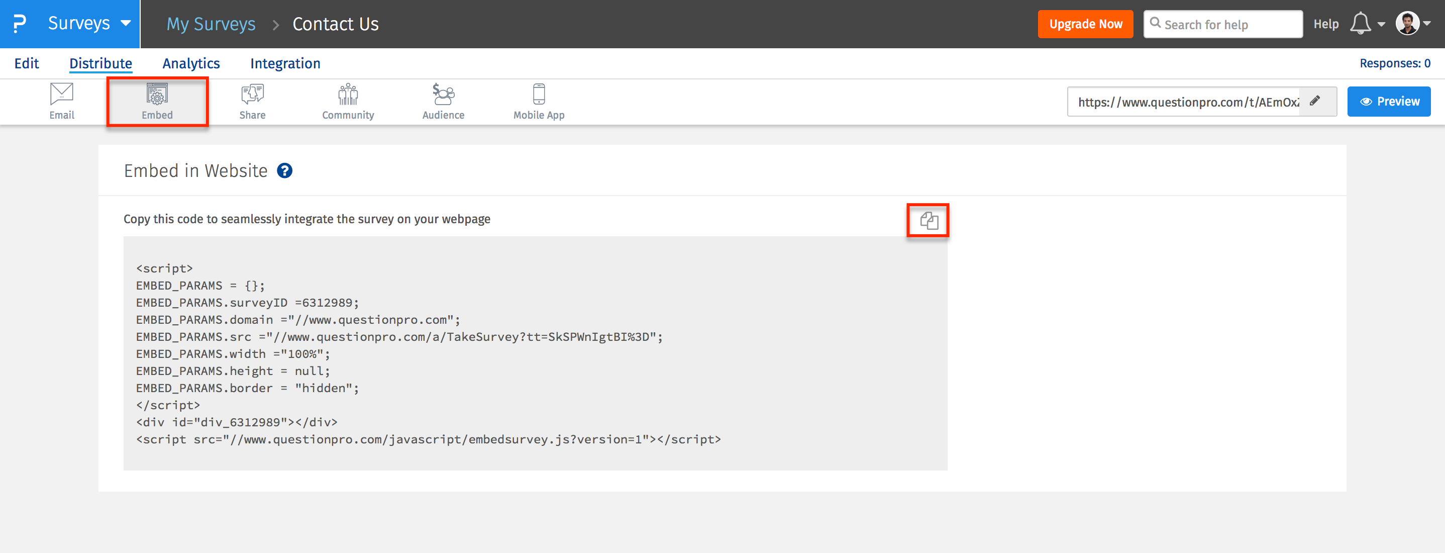 Insertar una encuesta en un sitio web | QuestionPro Centro de Ayuda