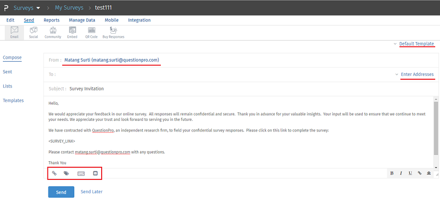 Sending Survey via Email Invitation | QuestionPro Help Document