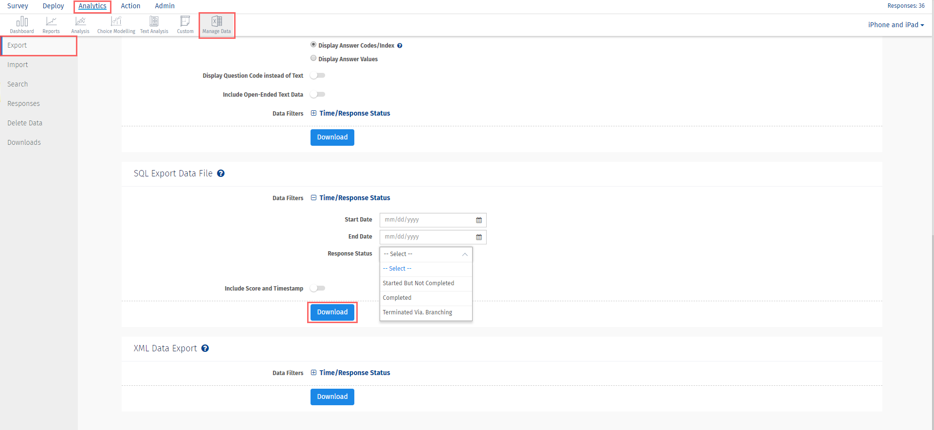 SQL Export Data File | Flat File Format | QuestionPro Help Document