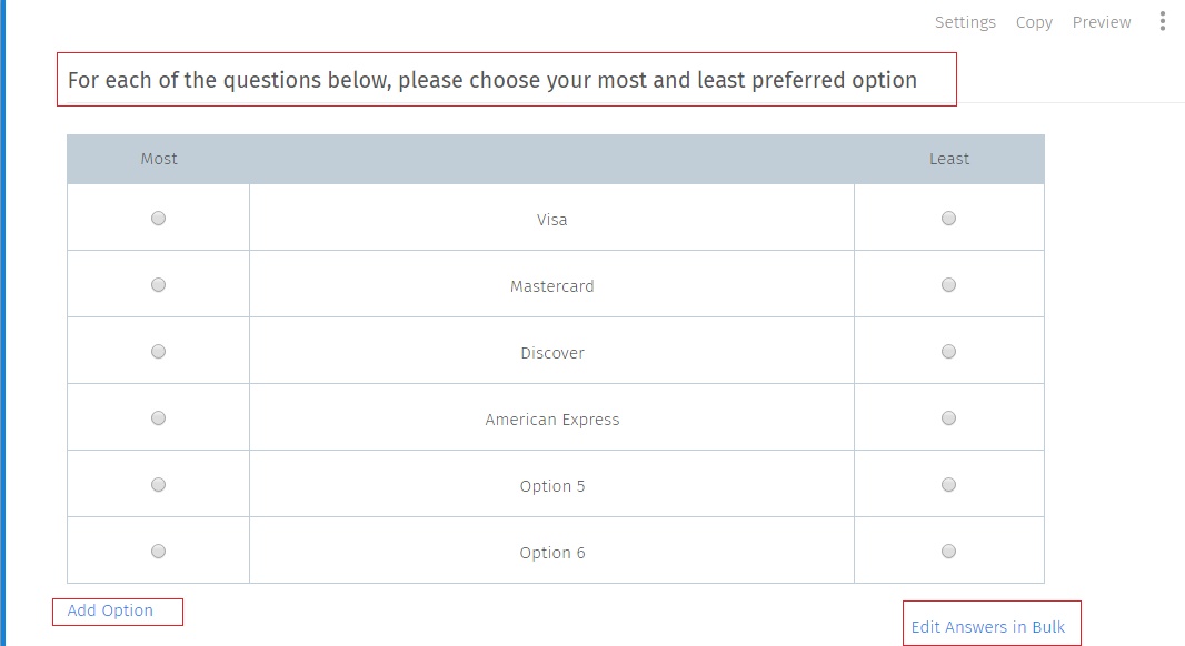 CX - Maximum difference scaling | Max-Diff | QuestionPro Help Document