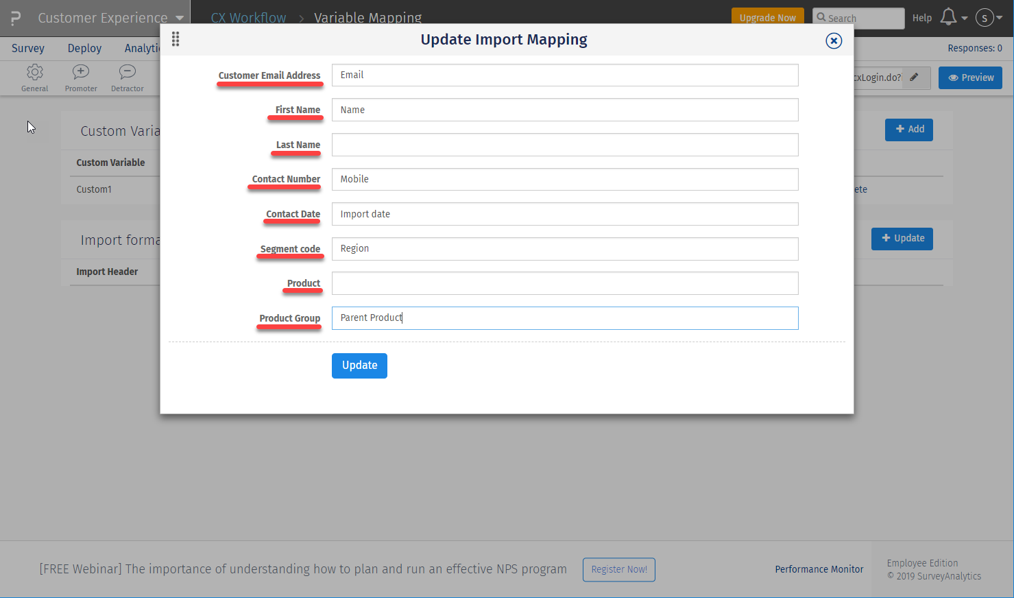 CX- Import format Mapping | QuestionPro Help Document