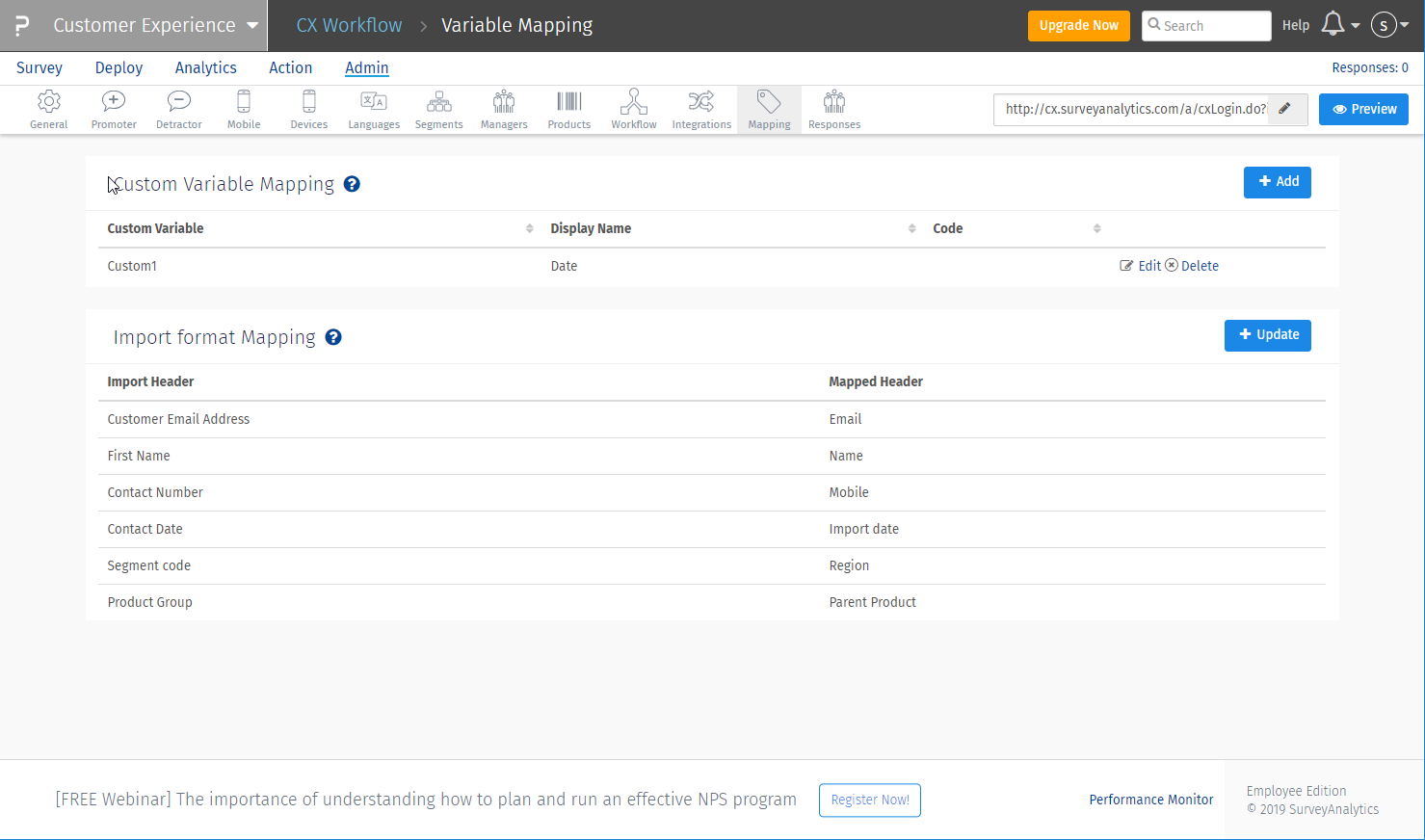 CX- Import format Mapping | QuestionPro Help Document