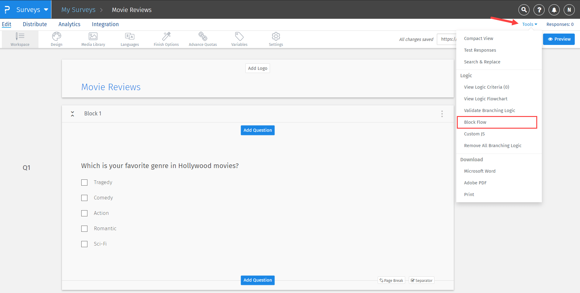 Block Flow | QuestionPro Help Document
