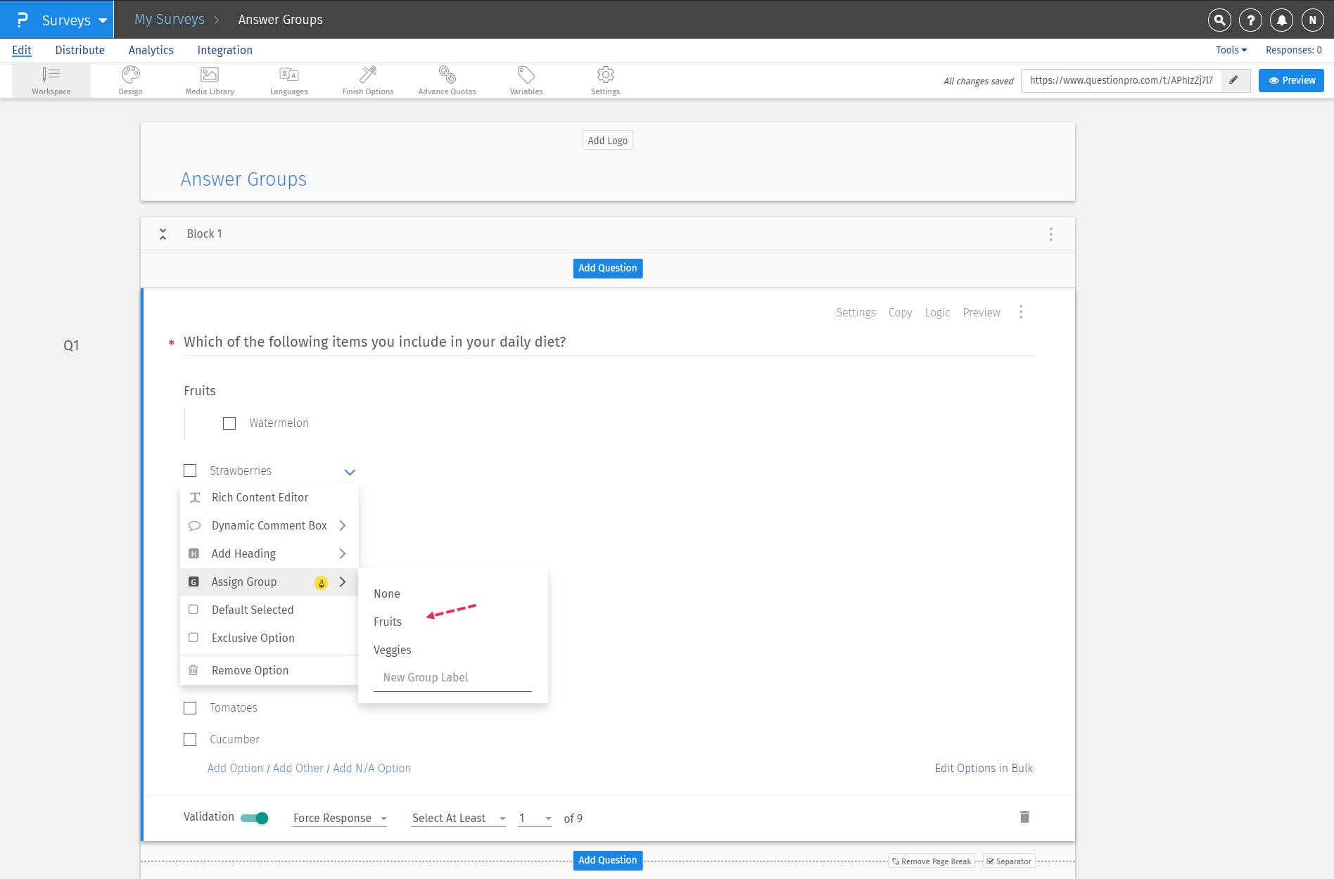 Answer Groups [BETA Release] | QuestionPro Help Document