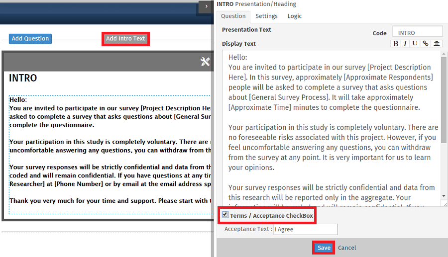 Introduction Text Question | QuestionPro Survey Tools