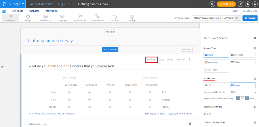 Bipolar and likert matrix questions | QuestionPro Knowledge Base
