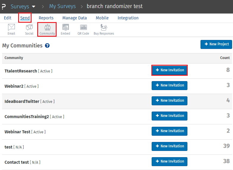 Enviar a miembros de la comunidad | QuestionPro Help Document