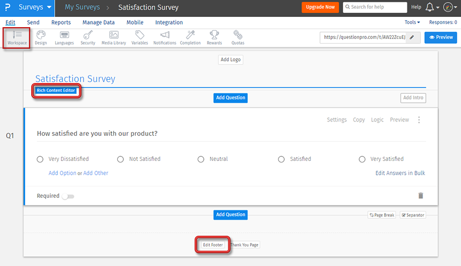 Survey Header and Footer | QuestionPro Help Document