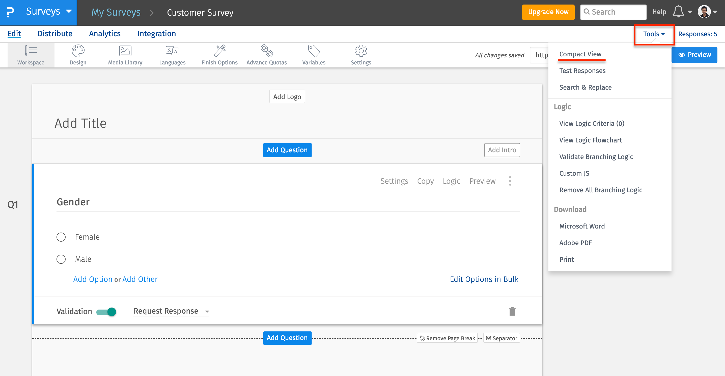 Making a question required - validation | QuestionPro Help Document