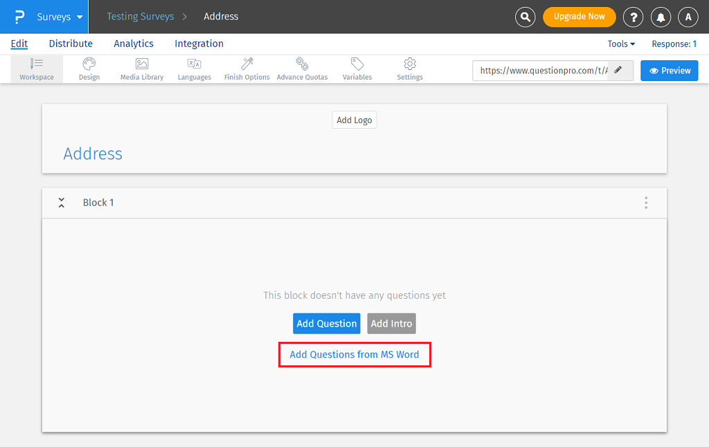 Creating a survey from a Word document | QuestionPro Help Document