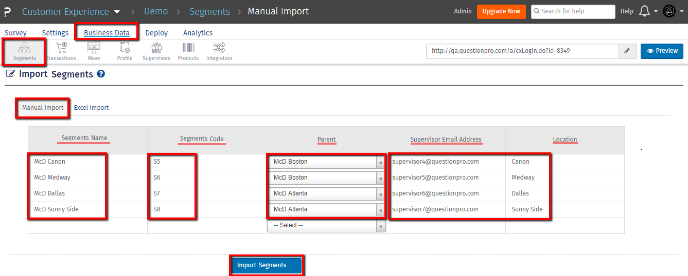 CX - Import/Add Segments | QuestionPro Help Document