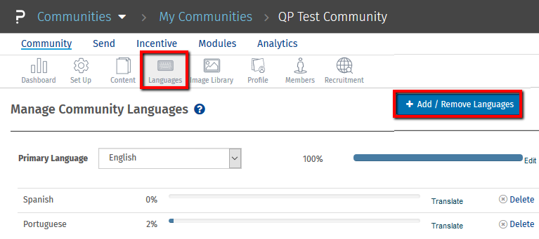 Communities - Manage Community Languages | QuestionPro Help Document