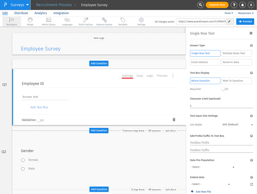 Embed data | QuestionPro Help Document