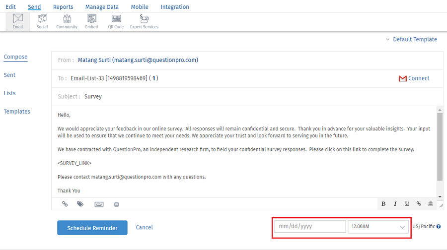 Survey reminders feature | QuestionPro