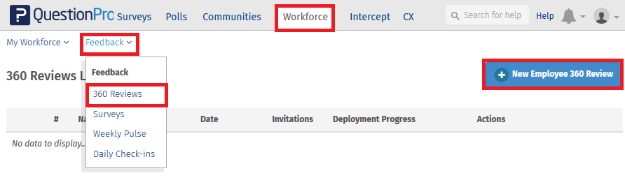 360 Comentarios/ Retroalimentación QuestionPro Software Encuesta en línea