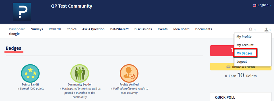 Communities - Badges | QuestionPro Help Document