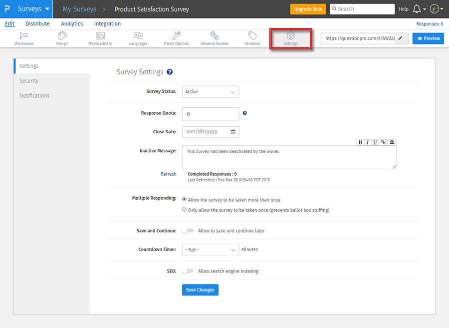 Survey Settings | QuestionPro Help Document