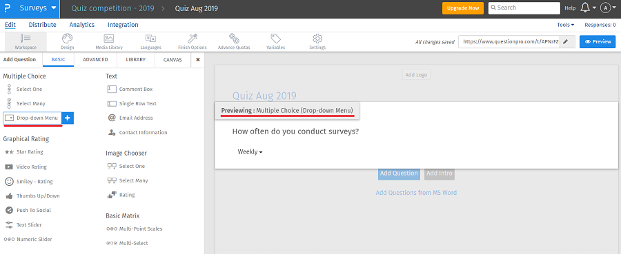 Multiple choice drop-down menu question | QuestionPro Knowledge Base