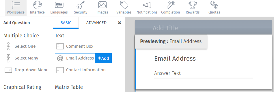 Text question- Email address | QuestionPro Help Document