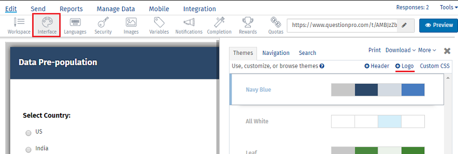 Header and Logo | QuestionPro Help Document