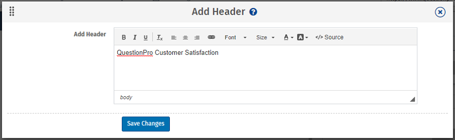 Header and Logo | QuestionPro Help Document
