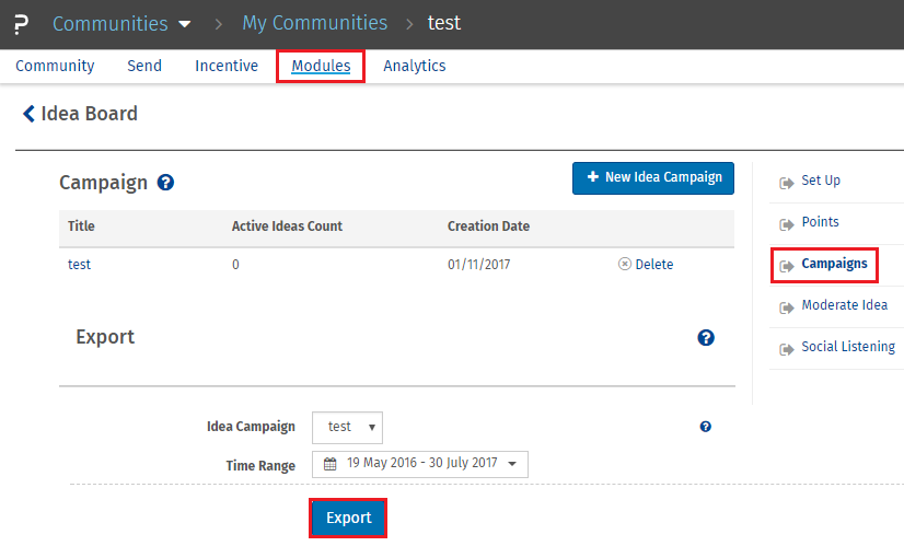 Communities - Idea Board Export | QuestionPro Help Document