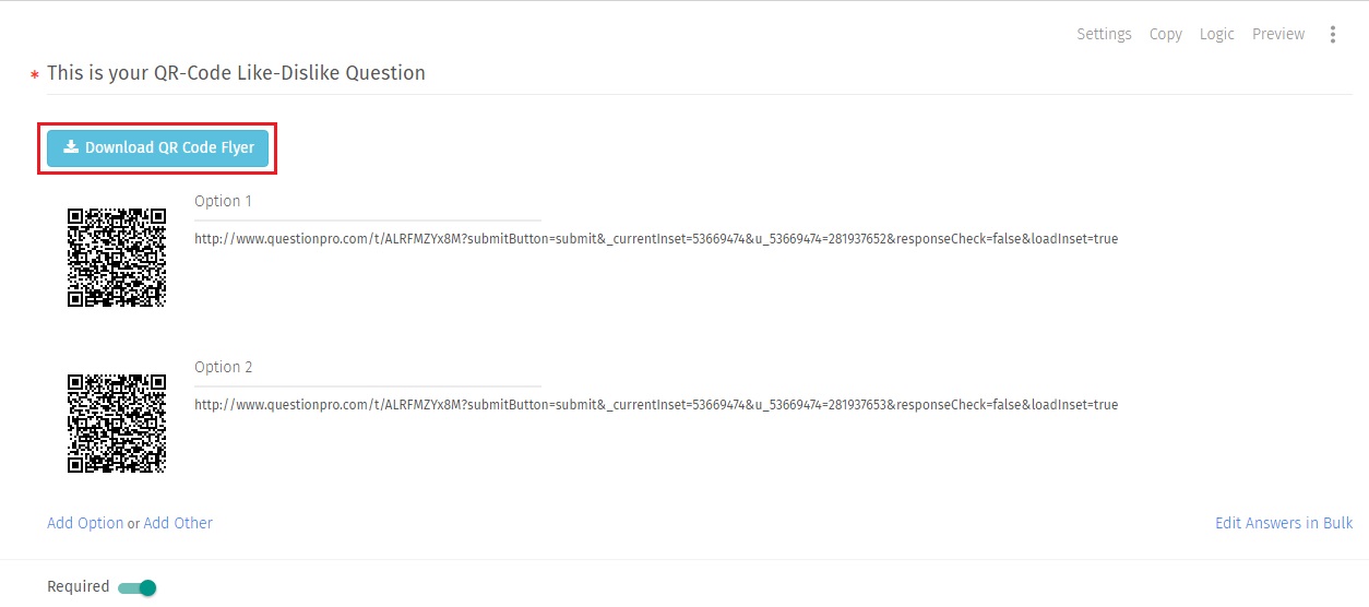 QR Code Like/Dislike | QuestionPro Help Document
