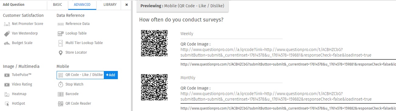 QR Code Like/Dislike | QuestionPro Help Document