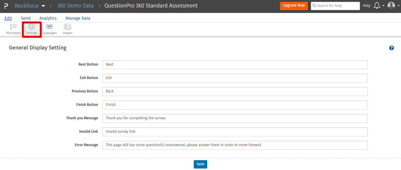 360 feedback - General Display Setting | QuestionPro Help Document