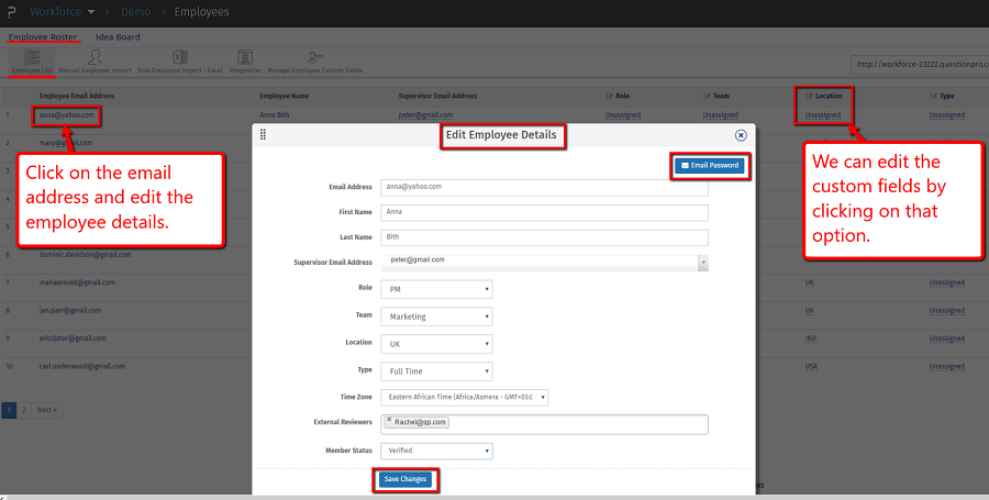 Workforce- Employee Roster | QuestionPro Help Document