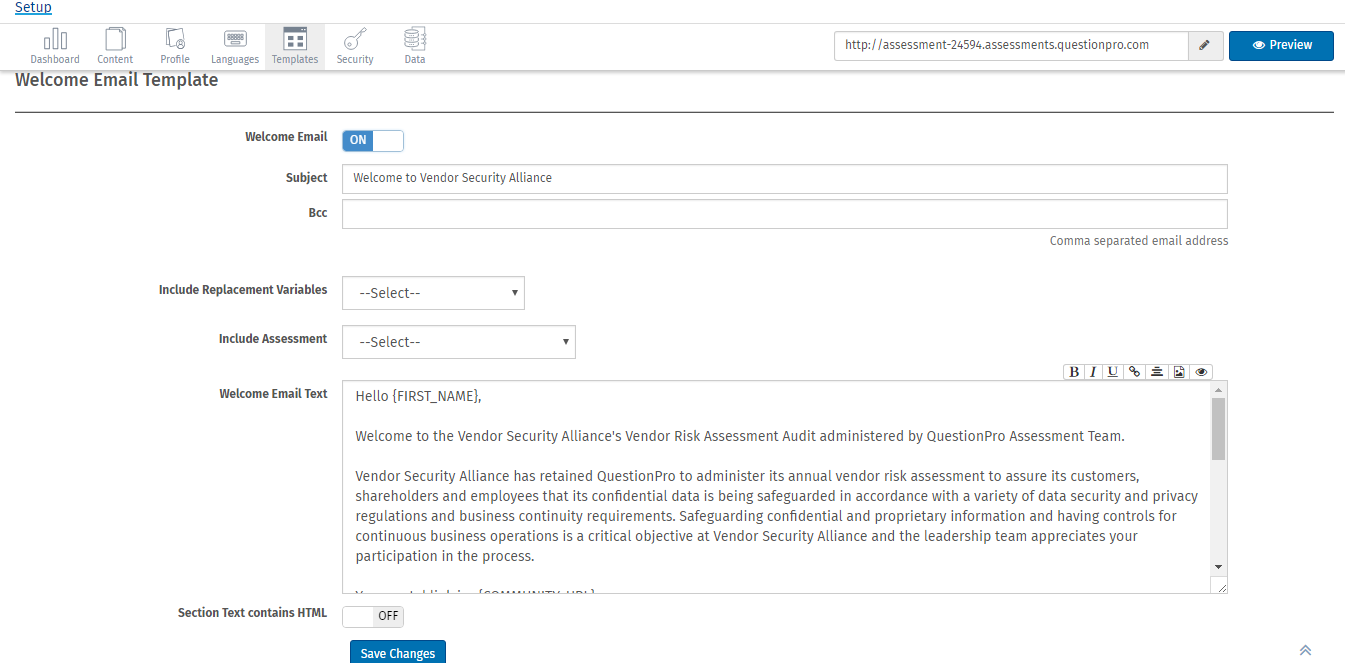 Assessment - System Email Templates | QuestionPro Help Document