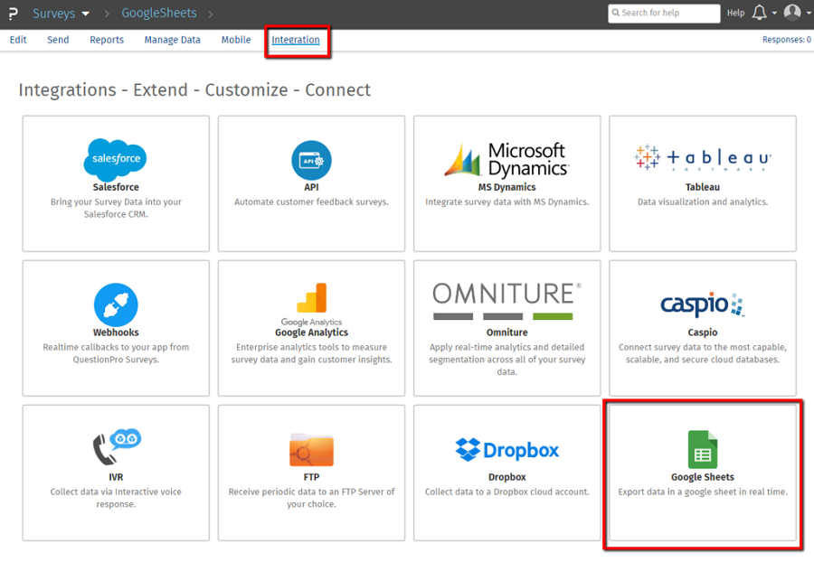 Google Sheets Integration | QuestionPro Help Document