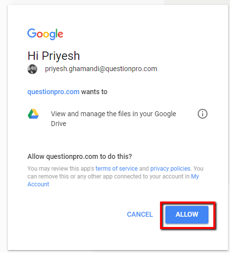 Google Sheets Integration | QuestionPro Help Document