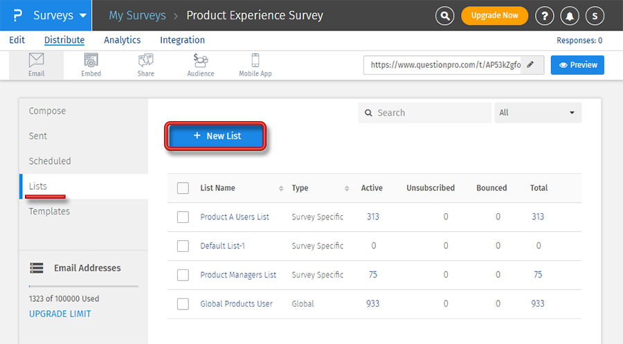 Online address book | Create and manage email lists | QuestionPro