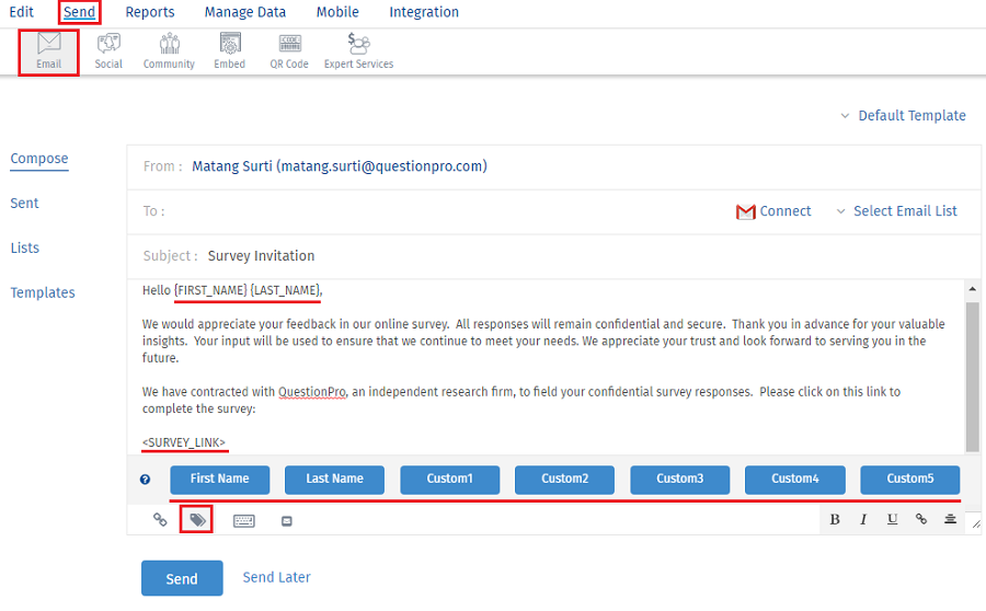 Mail Merge | QuestionPro Survey Tools