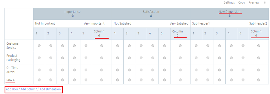 Side-by-Side Matrix | QuestionPro Survey Tools